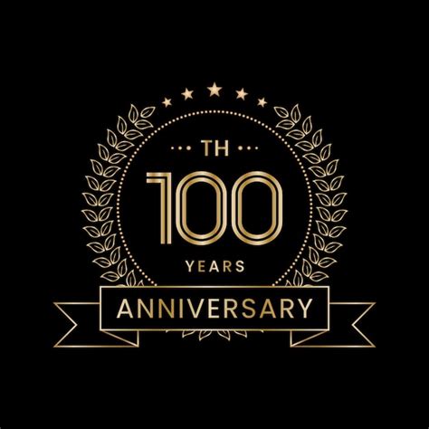 100 jähriges jubiläumslogo mit goldenem lorbeerkranz line art vector