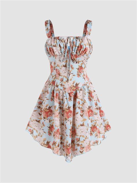 Satin Floral Zip Up Corset Cami Dress For Date
