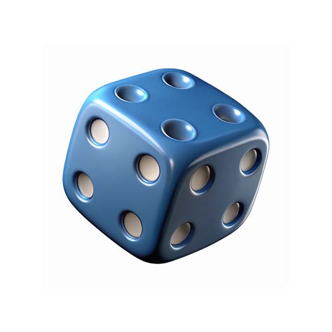 Glossy Blue Six Sided Dice With White Dots For Gaming And Entertainment