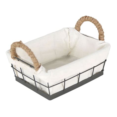 Lined Rectangle Wire Storage Basket Extra Small