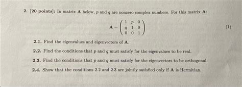 Solved Points In Matrix A Below P And Q Are Chegg