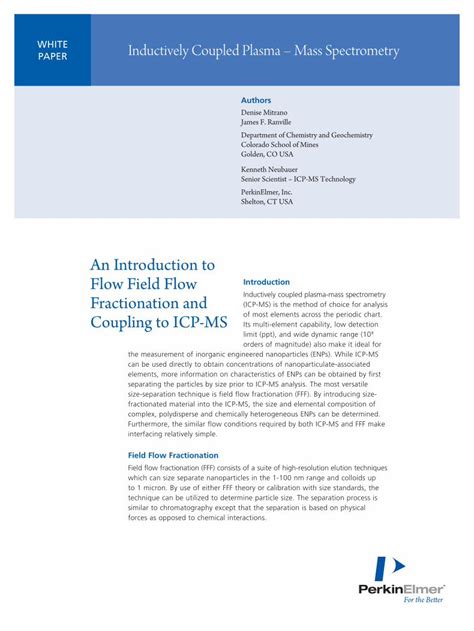 Pdf An Introduction To Flow Field Flow Fractionation And Coupling To