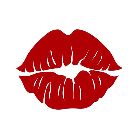 Print Of Red Lips Valentines Day Kiss Icon Vector Illustration On A White Background