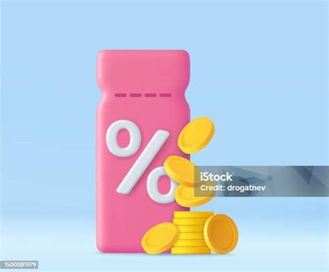 퍼센트 기호와 동전이있는 3d 쿠폰 3차원 형태에 대한 스톡 벡터 아트 및 기타 이미지 3차원 형태 가격 개념 Istock