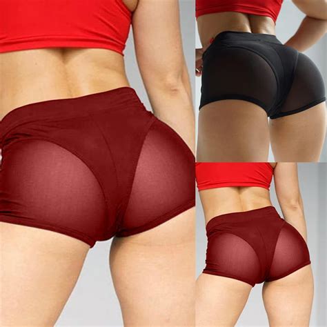 Women Sexy High Waist Workout Fitness Shorts Female Dance Shorts See