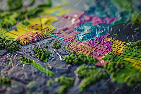 Premium Photo Map With Colorcoded Zones Indicating Areas At Risk