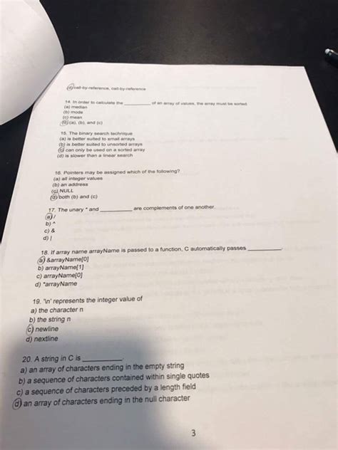 Solved In Order To Calculate The Of An Array Of Values Chegg Com