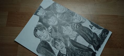 Bts Group Drawing How To Draw Bts Members Drawing Step By Step