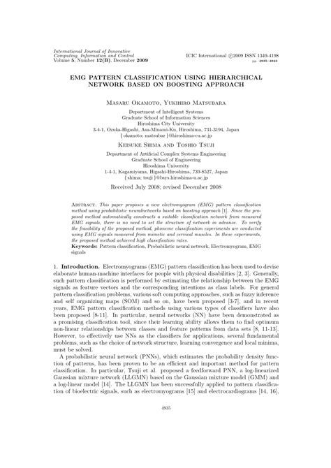 pdf emg pattern classification using hierarchical network based on