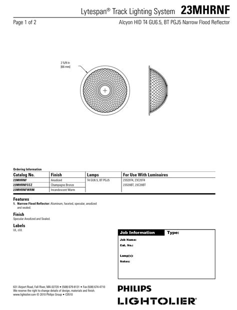 Lightolier Lytespan 23mhrnf Specification Pdf Download Manualslib