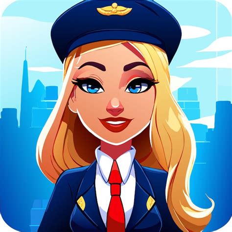 Cute Air Hostess Hand Drawn Flat Stylish Cartoon Sticker Icon Concept Isolated Illustration