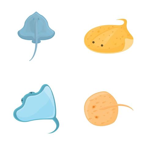 Dibujos Animados Mantarraya íconos Conjunto Dibujos Animados Linda