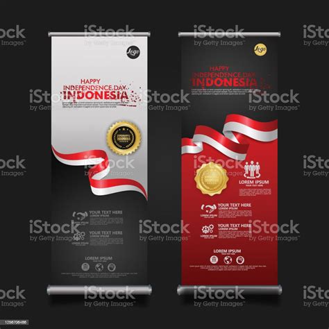 Perayaan Hari Kemerdekaan Indonesia Gulung Spanduk Set Desain Vector