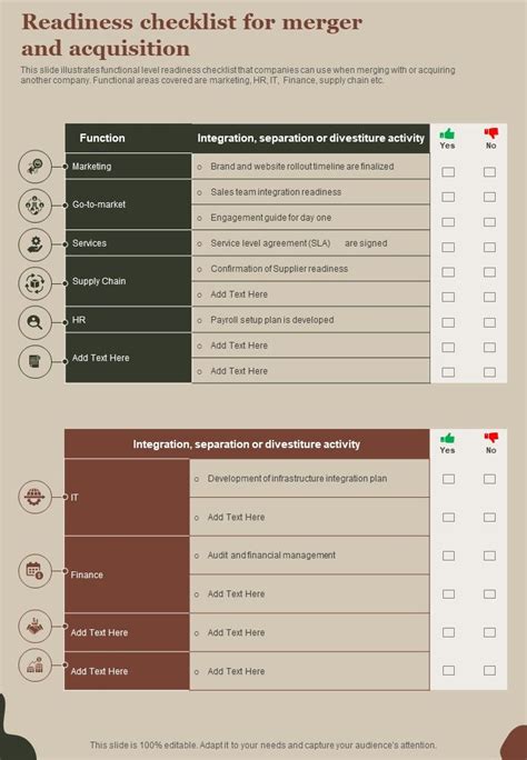 M And A Playbook Readiness Checklist For Merger And Acquisition One Pager Sample Example