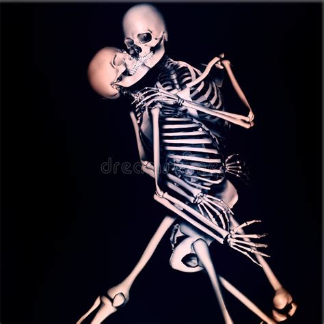 3d Illustration Of Dancing Skeleton Couples In Passion Stock