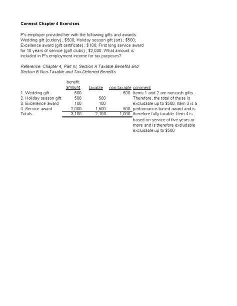Chap 4 Exercise 1 Practice Problems Connect Chapter 4 Exercises P S Employer Provided Her