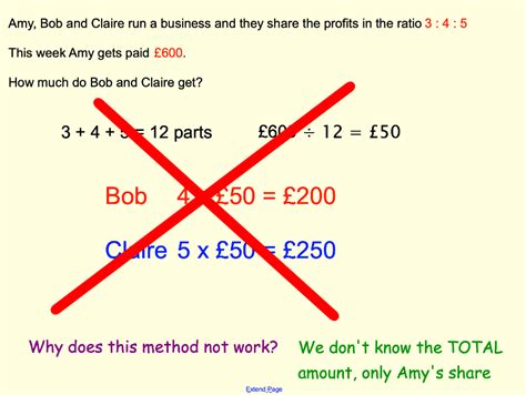 share in a ratio given one value teaching resources