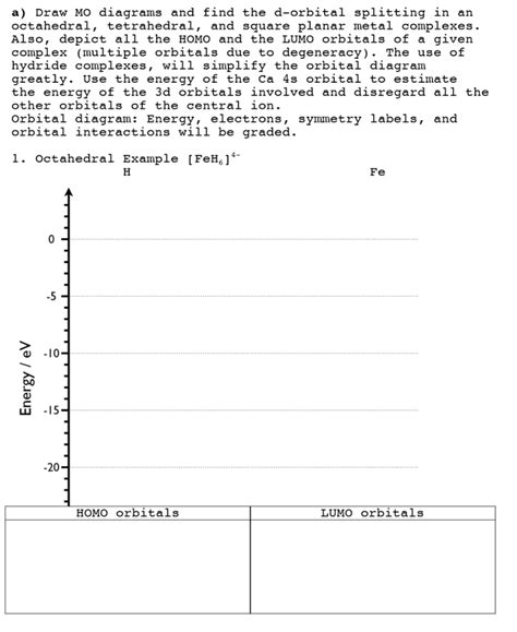 Solved A Draw Mo Diagrams And Find The D Orbital Splitting Chegg Com