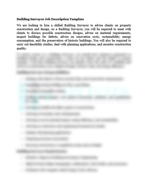 Building Surveyor Job Hrfleek