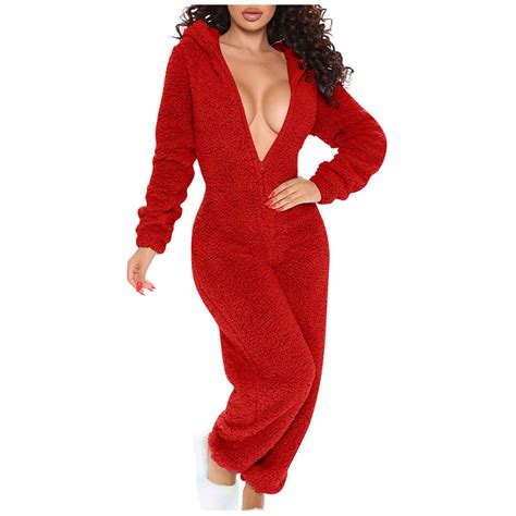 Lcziwo 2024 Sherpa Jumpsuit Women Fuzzy Pajamas Womens Cute Sherpa