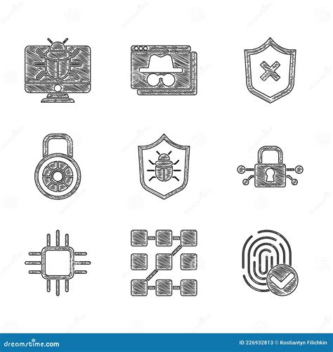 微电路cpu安全的系统漏洞图形密码保护指纹网络安全处理器 向量例证 插画 包括有 安全 保护 226932813