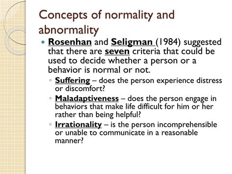 Ppt Abnormal Psychology Concepts Of Normality Powerpoint Presentation Id