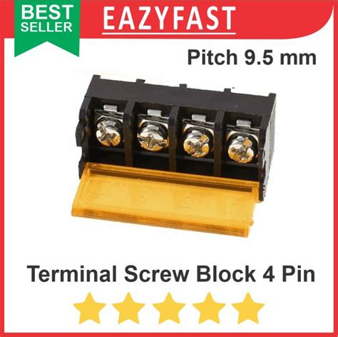 jual terminal screw block 9 5mm 4 pin kaki 4p pitch 9 5 mm pcb skrup kabel kab bandung