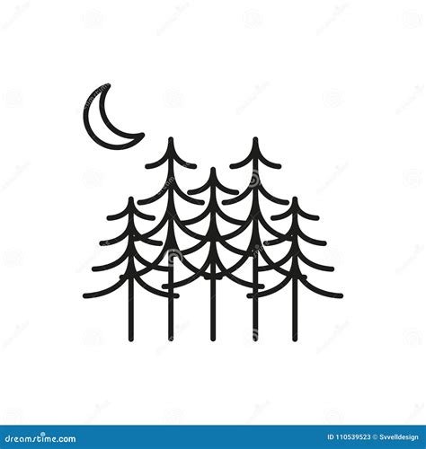 Pine Tree Forest Thin Line Icon Symbol Design Stock Vector Illustration Of Line Identity