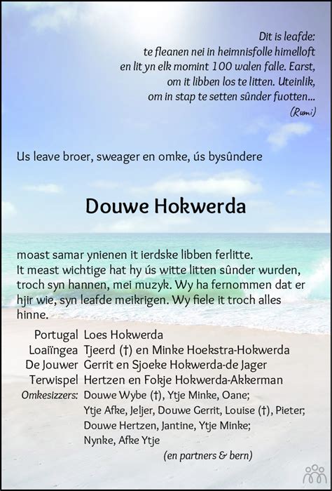 Douwe Hokwerda 20 11 2022 Overlijdensbericht En Condoleances Mensenlinq Nl