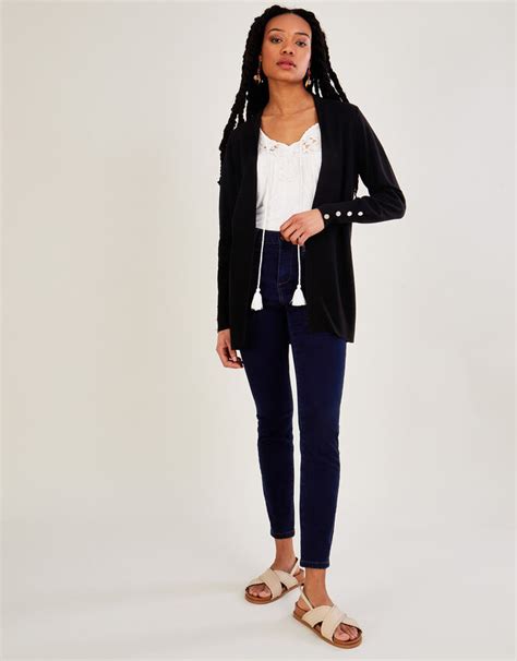 Shawl Midi Cardigan With Lenzing™ Ecovero™ Black