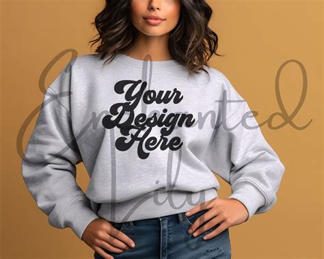 Gildan 18000 Ash Mockup Gildan Ash Gray Sweatshirt Mockup Sweatshirt