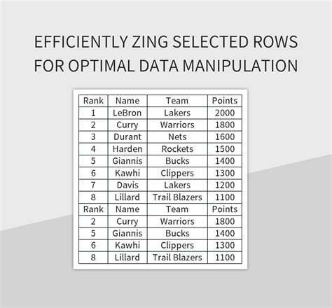 Free Zing Selected Rows Templates For Google Sheets And Microsoft Excel