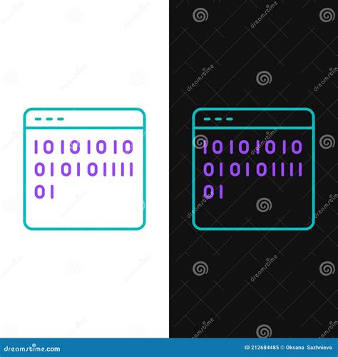 Line Binary Code Icon Isolated On White And Black Background Colorful Outline Concept Stock