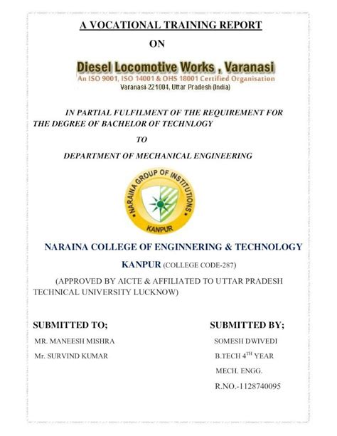 Pdf Diesel Locomotive Works Training Report By Somesh Dwivedi