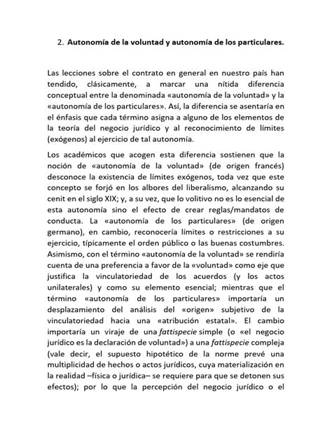 Autonomía De La Voluntad Y Autonomía De Los Particulares 1 Pdf