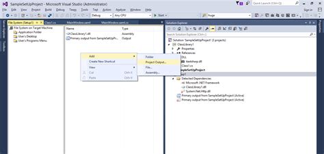 How To Add Project Dependency Dlls When Adding Project Output In The