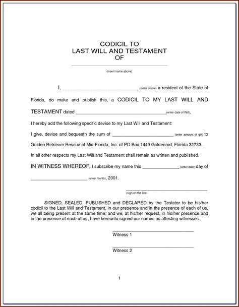 Free Printable Codicil Form Uk Form Resume Examples My3amrm3wp
