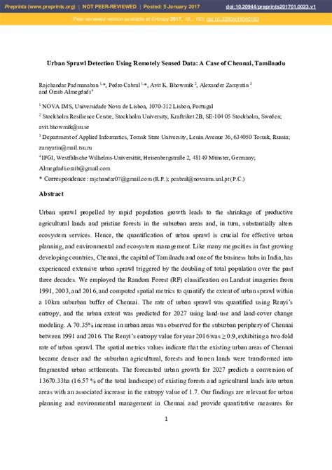 Pdf Urban Sprawl Detection Using Remotely Sensed Data A Case Of