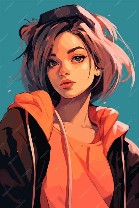 Premium Vector A Digital Painting Of A Girl Anime Style