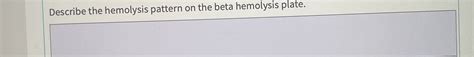 Solved Describe The Hemolysis Pattern On The Beta Hemolysis