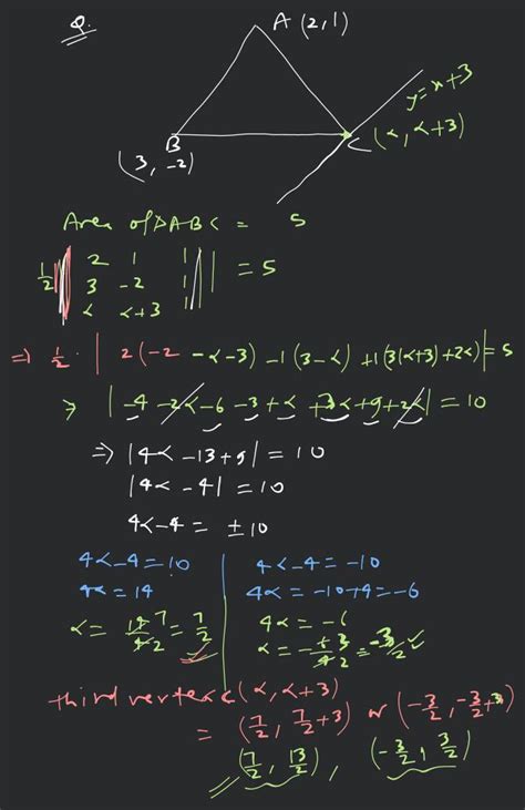 The Area Of A Triangle Is 5 Sq Units Two Of Its Vertices Are 2 1 And