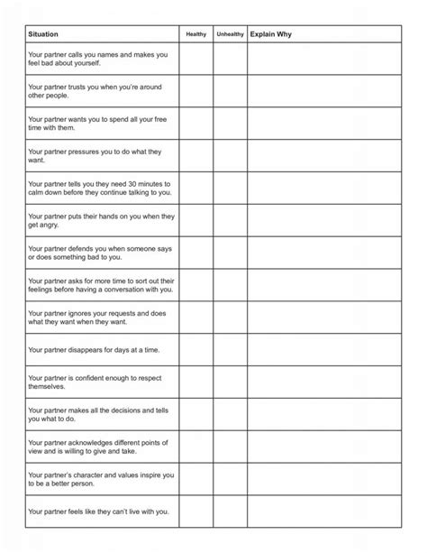 Healthy Vs Unhealthy Relationships Worksheet Pdf Therapybypro