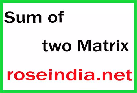 Sum Of Two Matrix