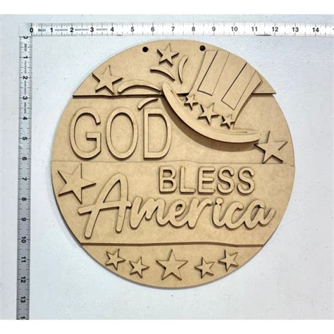 God Bless America 12in Round Unfinished Cutout Chalk It Up Fancy