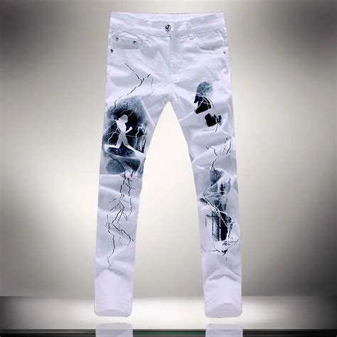 Buy 2017 White 3d Printed Men Jeans Homme Unique Man