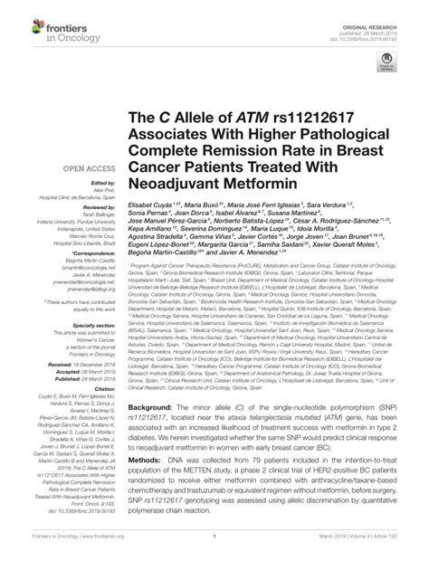 Pdf The C Allele Of Atm Rs11212617 Associates With Higher