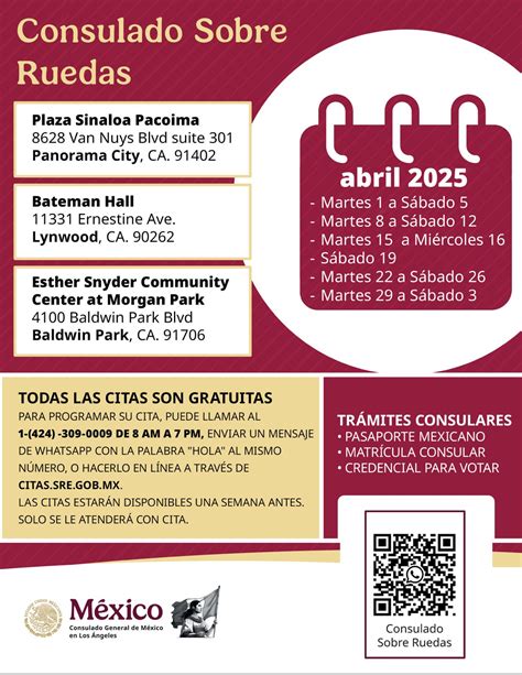 Calendario De Los Consulados Sobre Ruedas Y Jornadas Sabatinas