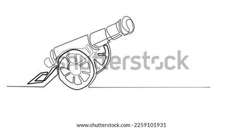 Cannon One Line Drawingcannon Continuous Linearmy Stock Vector Royalty