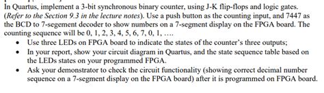 Solved In Quartus Implement A 3 Bit Synchronous Binary