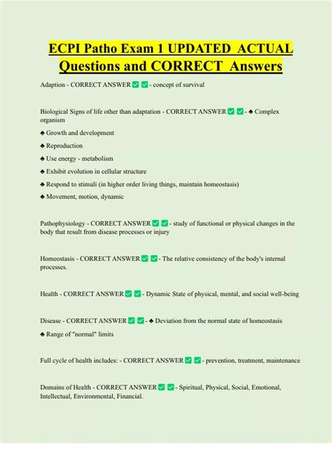 ECPI Patho Exam 1 UPDATED ACTUAL Questions And CORRECT Answers ECPI Stuvia US